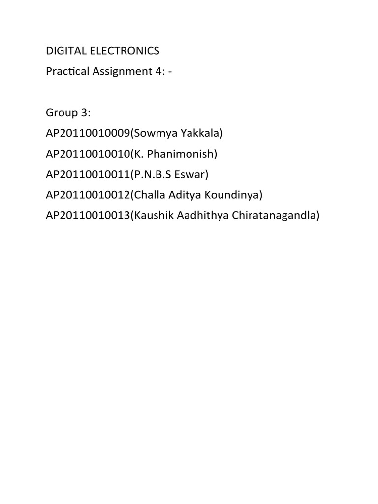 Digital Electronics Practical Assignment 4 | PDF