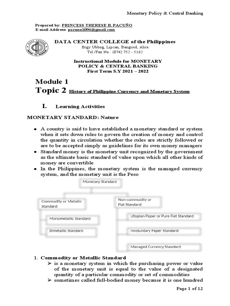 Navigating Monetary Standards: An Overview of the Philippine Peso's ...