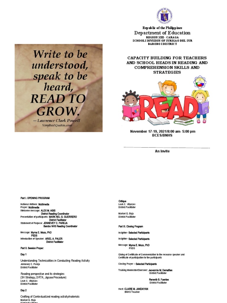 Programme INSET Reading | PDF | Behavior Modification | Learning