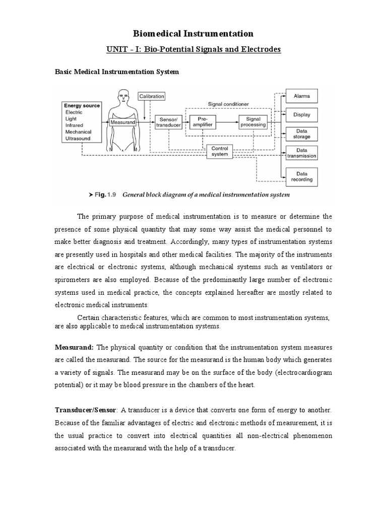 Biomedical Instrumentation - Unit I | PDF | Membrane Potential | Action ...