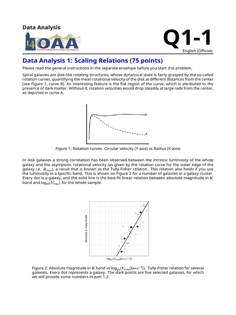 Data Analysis 1: Scaling Relations (75 Points) | PDF | Stars | Galaxy