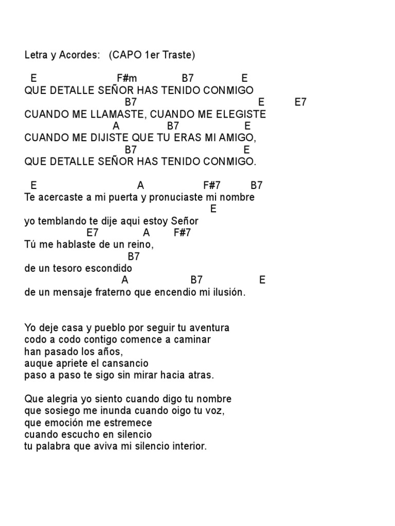 Letra y Acordes de "Qué Detalle, Señor" | PDF