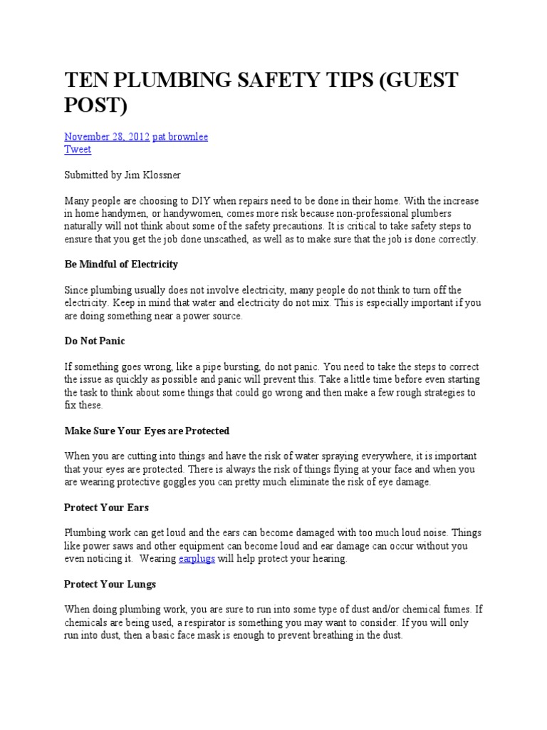 Essential Plumbing Safety Tips | PDF | Plumbing | Tools