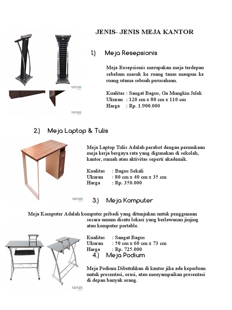 Jenis-Jenis Meja Kantor | PDF