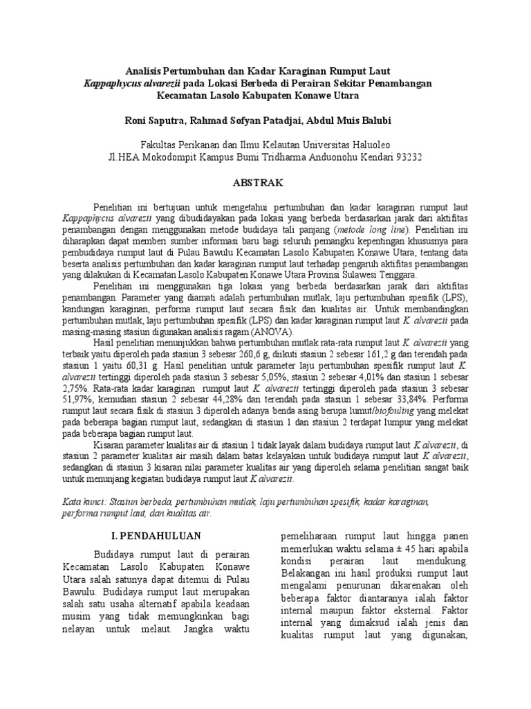 Jurnal Penelitian Rumput Laut | PDF