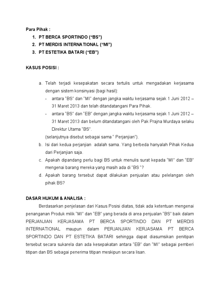 Legal Opinion - BRG | PDF | Hukum