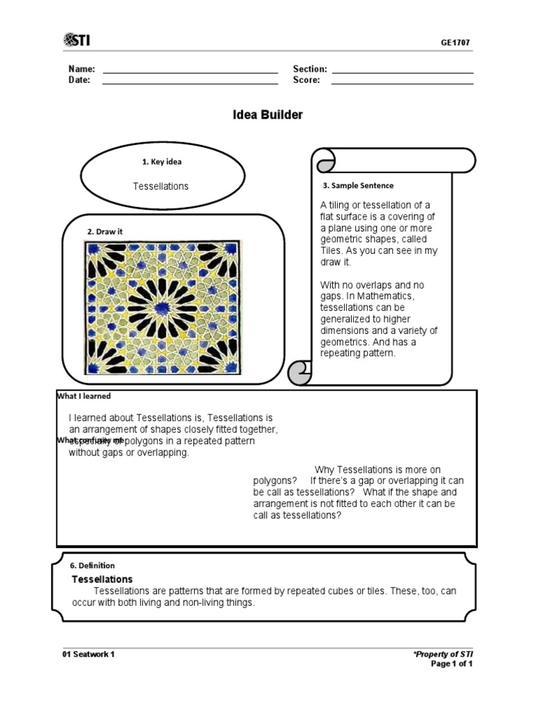 01 Seatwork 1 | PDF | Pattern | Euclidean Plane Geometry