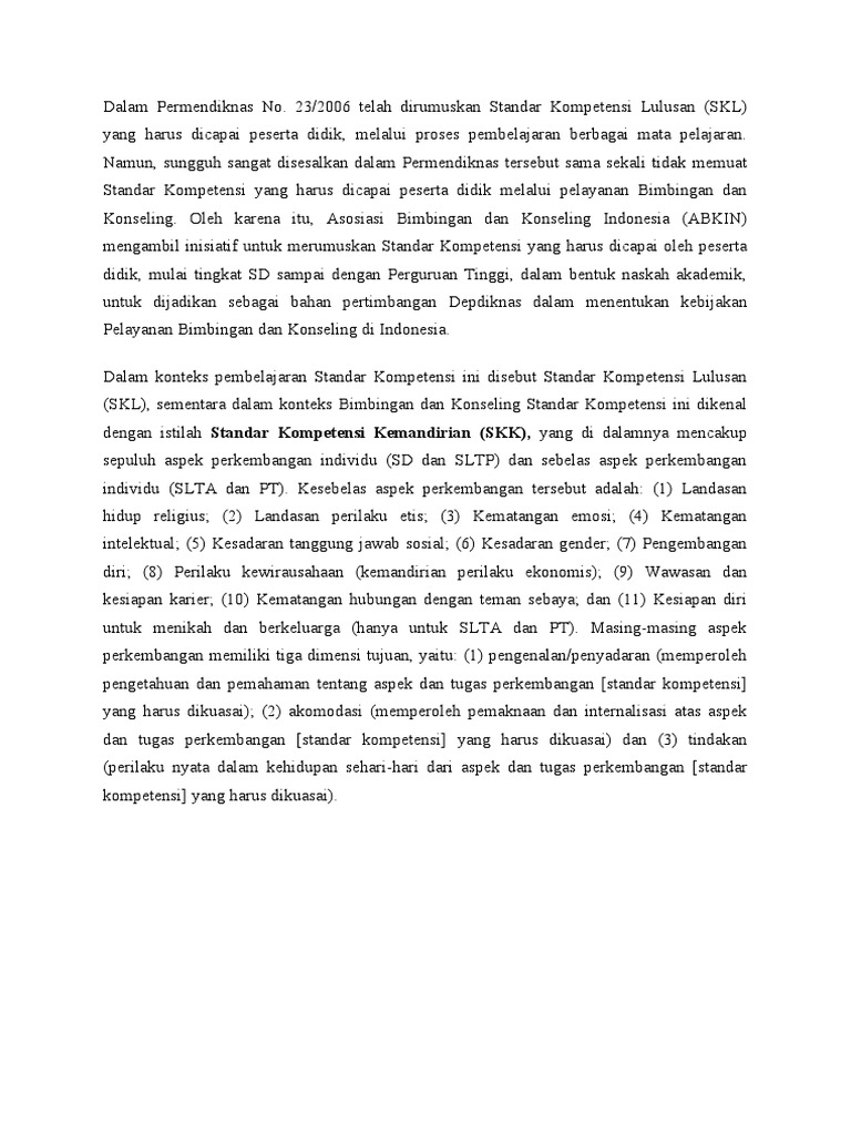 SKKPD BK untuk SMP: Standar Kemandirian | PDF