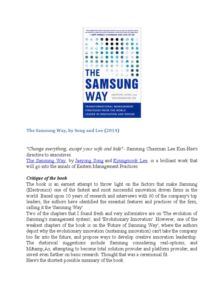 The Samsung Way: Innovation Insights | PDF | Samsung Electronics ...