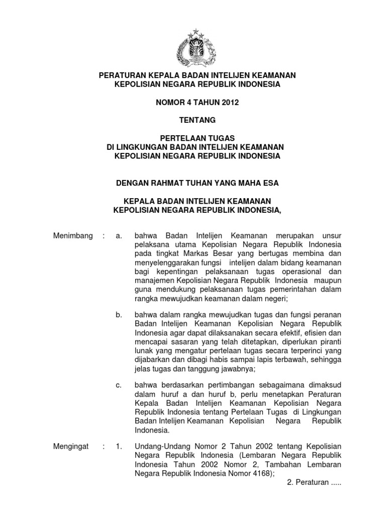 Pertelaan Tugas Baintelkam No 4 TH 2012 | PDF | Ilmu Sosial
