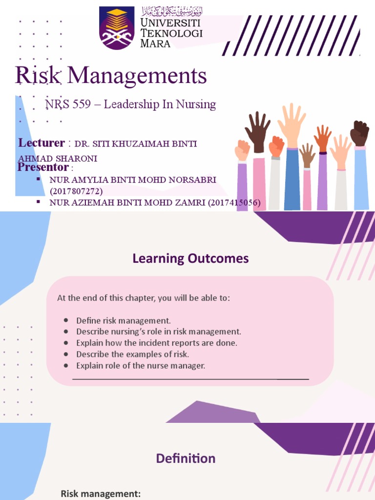 Risk Managements: NRS 559 - Leadership in Nursing | PDF | Risk | Patient