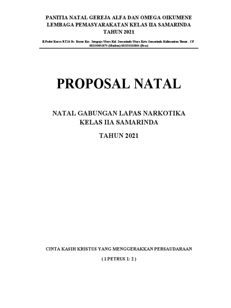 Proposal Natal Ketua Gereja Kristen Perjanjian Baru | PDF