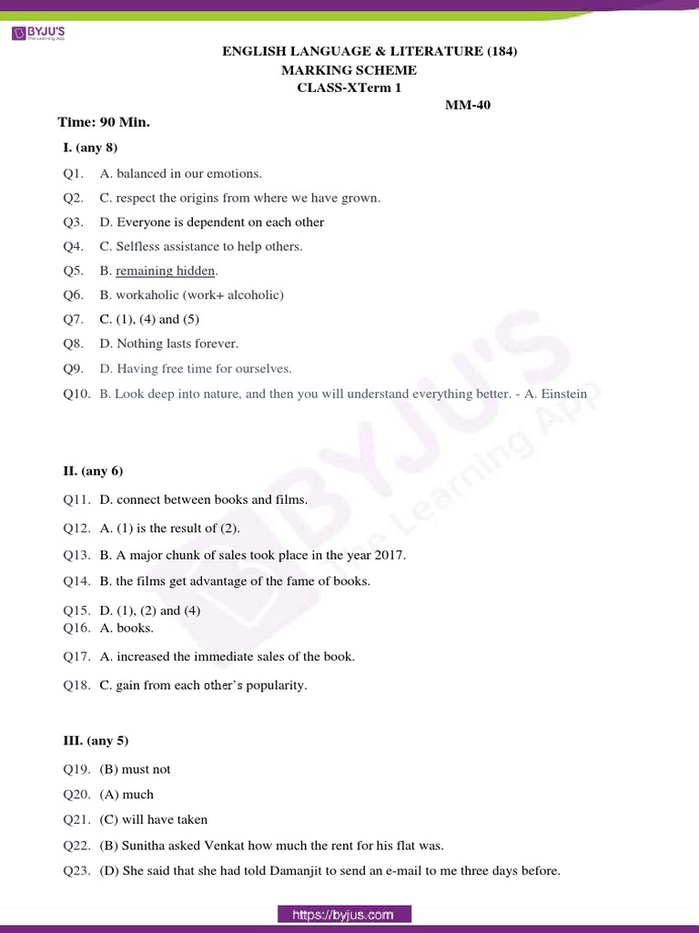 cbse-class-10-english-language-and-literature-marking-scheme-and-answer