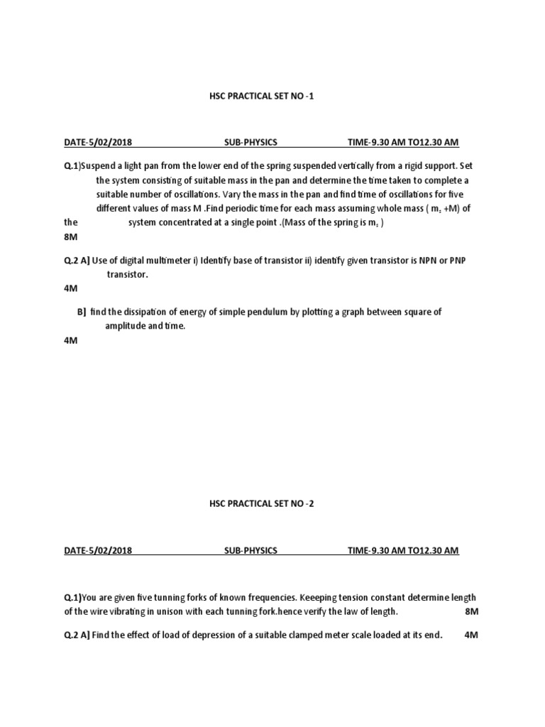 Physics Practical QP | PDF | Bipolar Junction Transistor | Oscillation