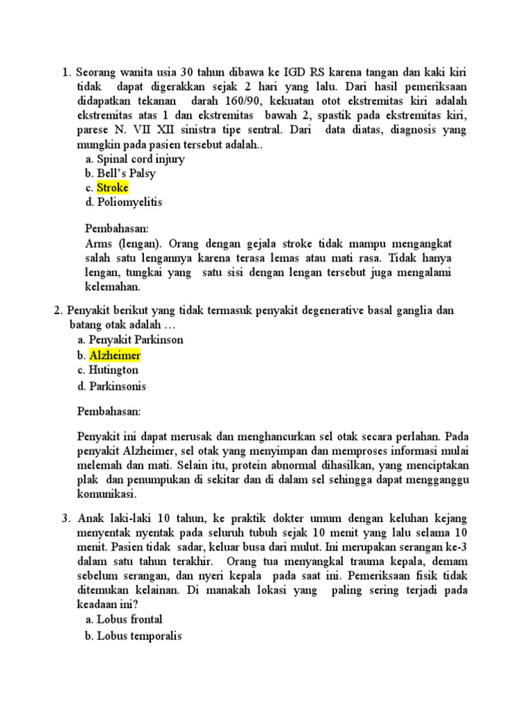 Soal Neuropsikiatri Imo Pembahasan | PDF