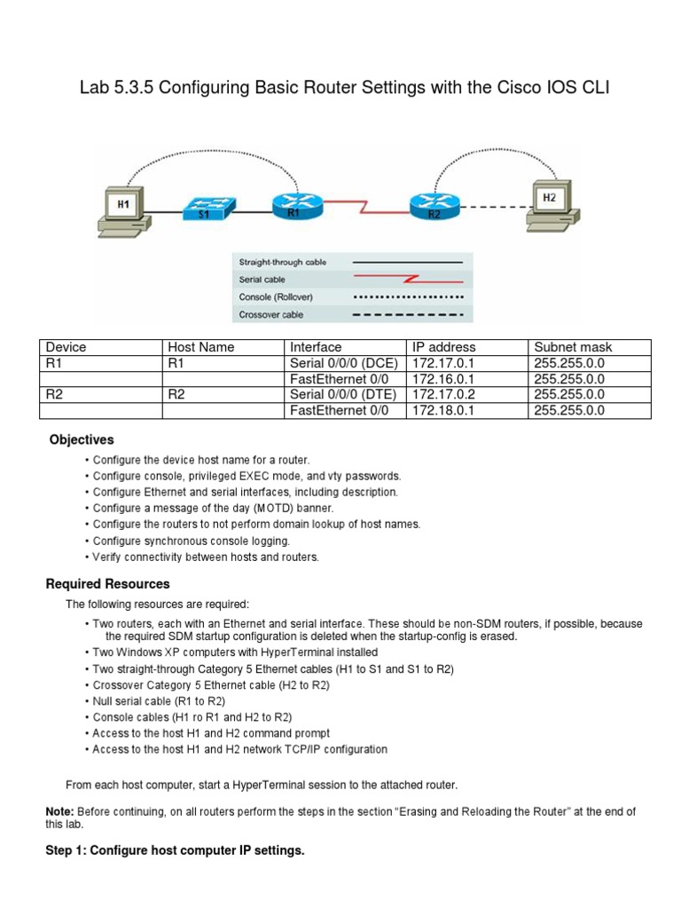 Configure Basic Router Settings with Cisco IOS CLI | PDF | Router (Computing) | Computer Network
