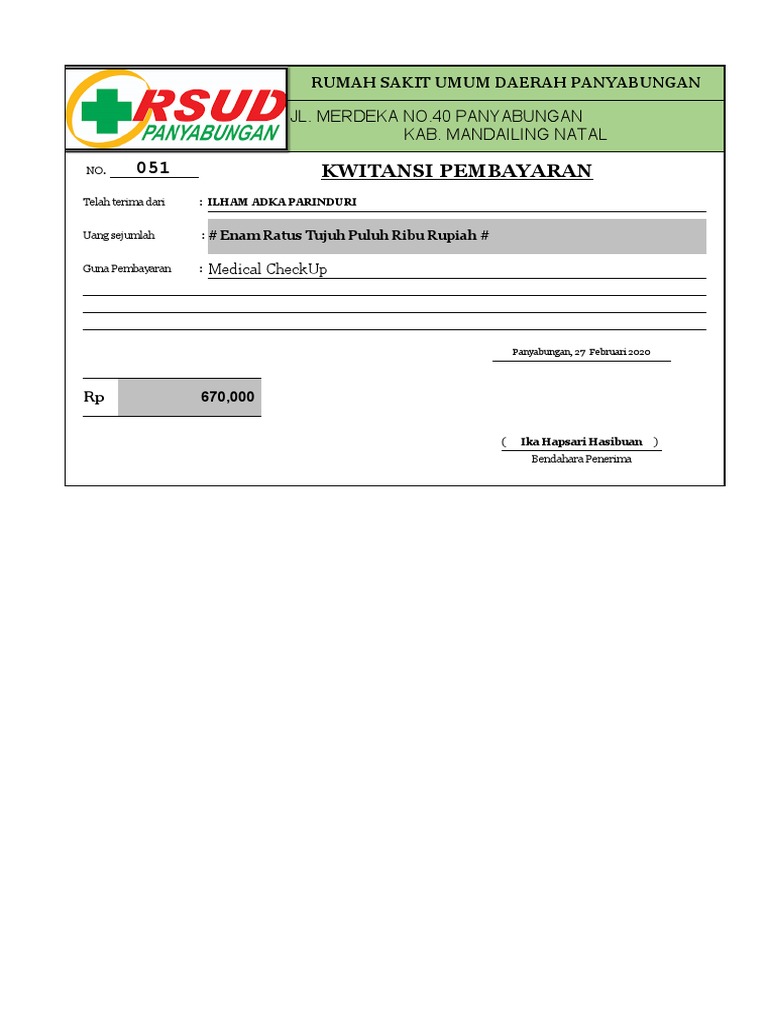 Contoh Kwitansi MCU | PDF