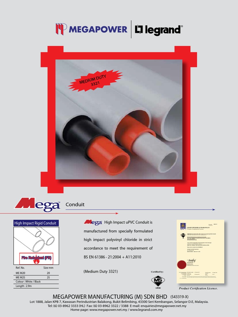 Megapower Manufacturing (M) SDN BHD: Conduit | PDF | Plastic | Building ...