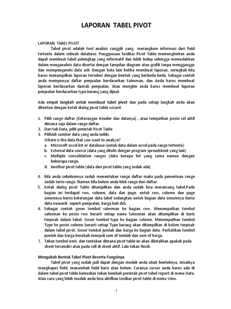 Tutorial Pivot Table | PDF
