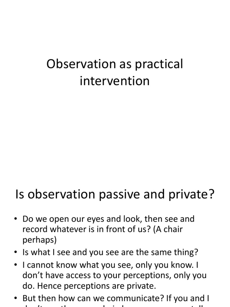 Chapter 2 - Observation As Practical Intervention | PDF