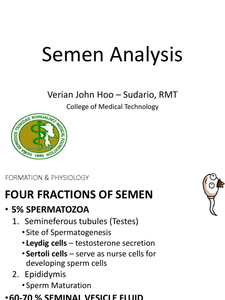 Semen Analysis: Verian John Hoo - Sudario, RMT | PDF | Semen | Sperm