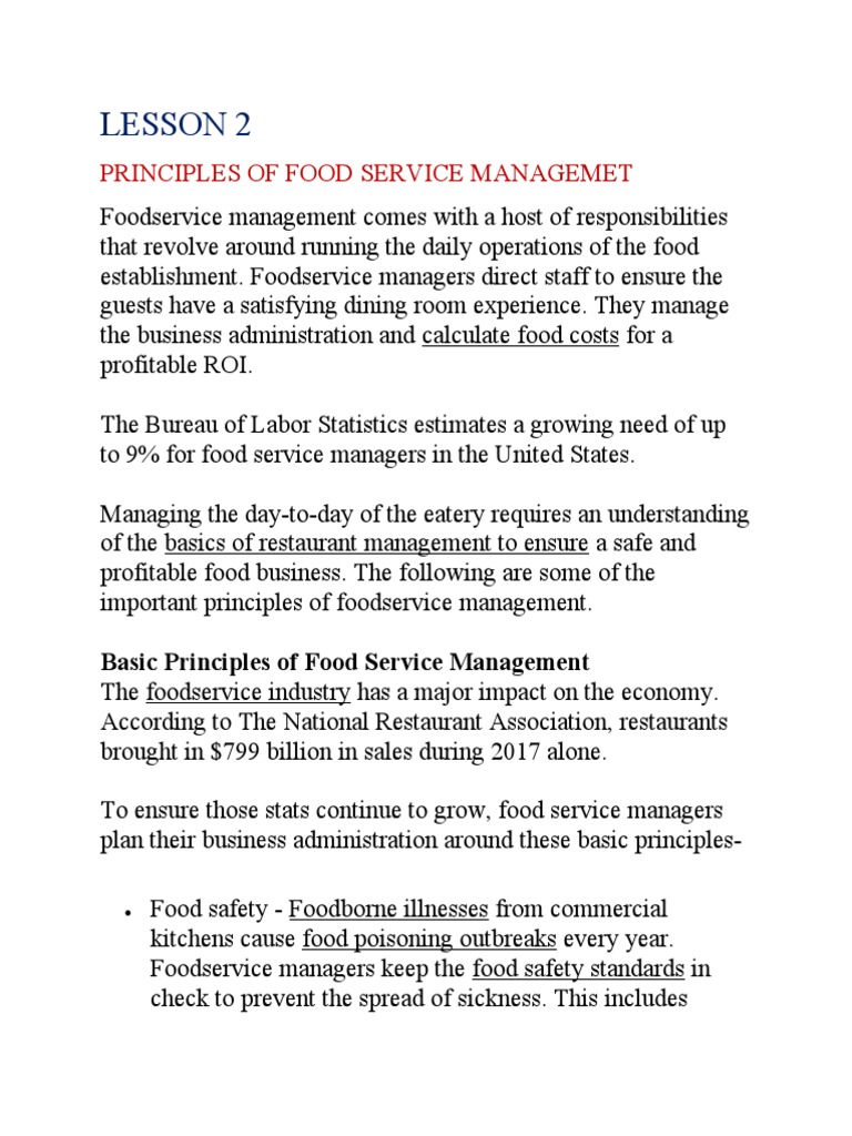 Principles of Food Service Management | PDF | Restaurants | Foodservice