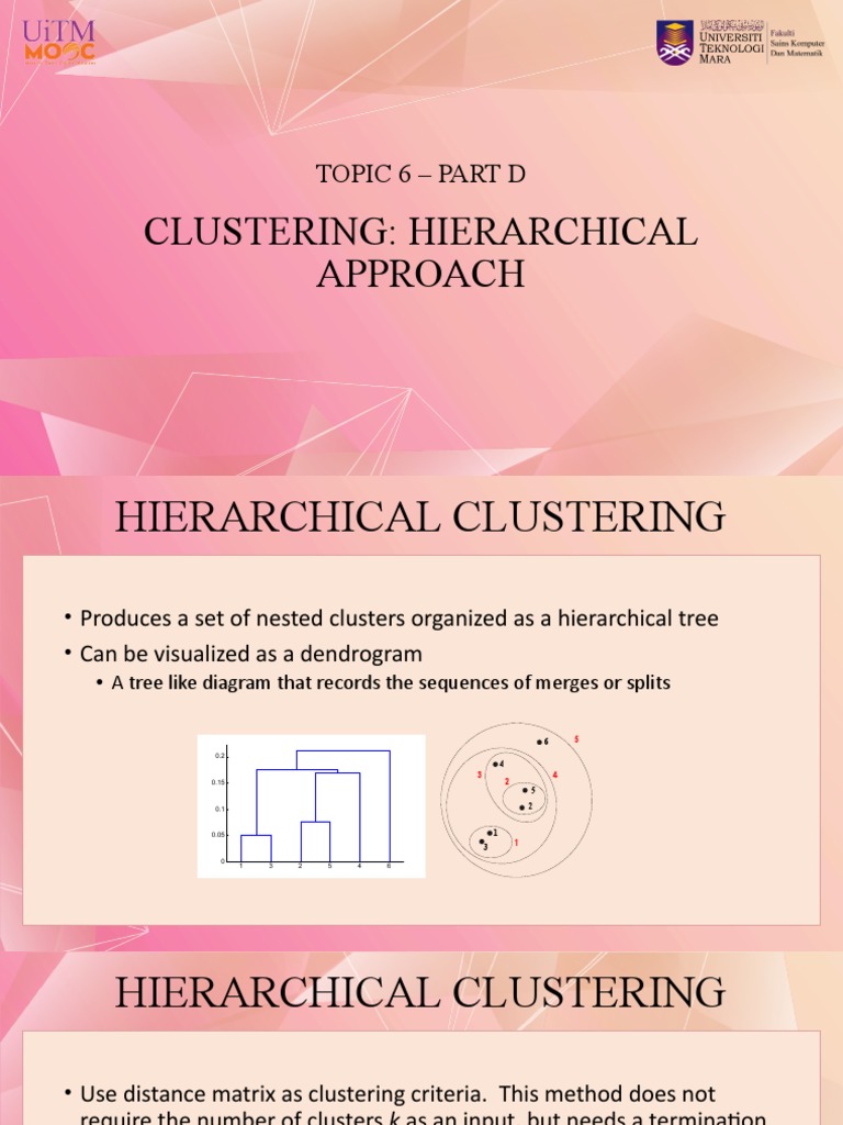 Topic 6d - Hierarchical Algorithm | PDF | Cluster Analysis | Algorithms