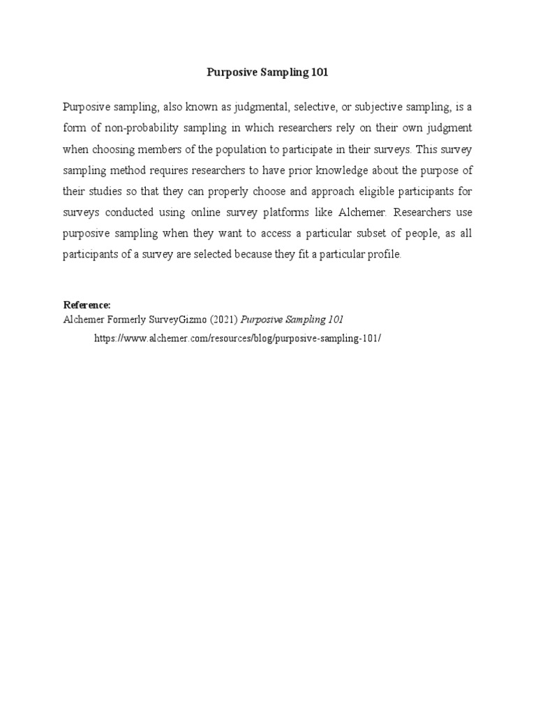 Understanding Purposive Sampling | PDF