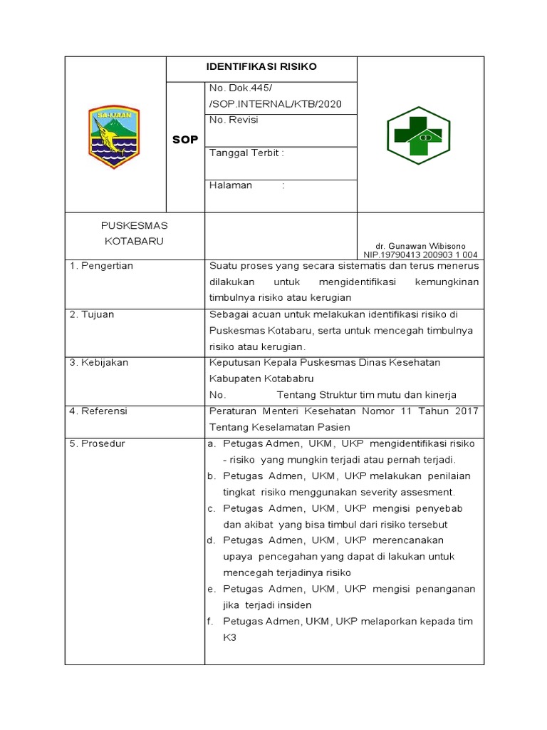 Sop Identifikasi Risiko | PDF