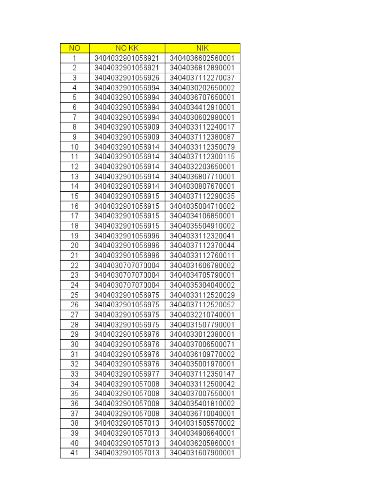 Data List of Unique Identifiers | PDF