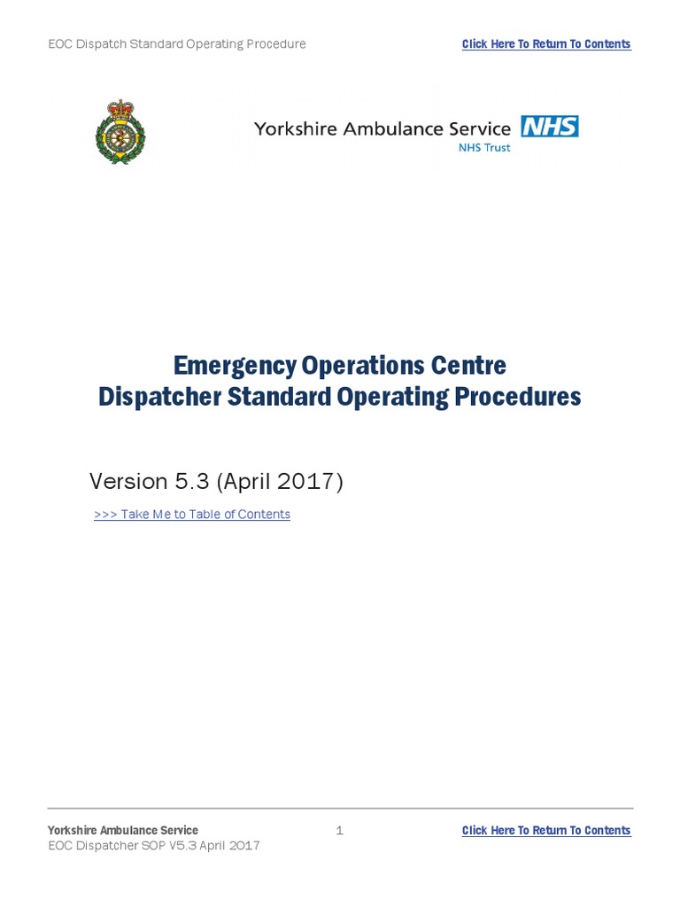 Emergency Operations Centre Dispatcher Standard Operatign Procedures ...
