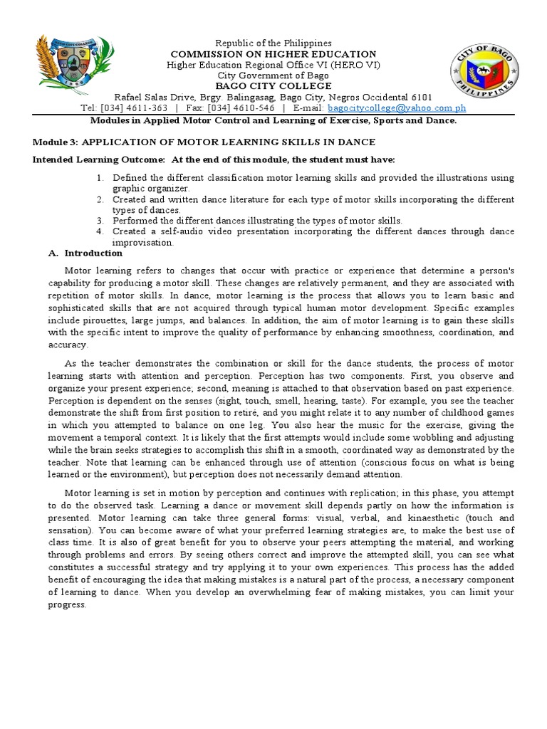 Module 3 Applied Final Samillano Bped 2 A | PDF | Learning | Perception