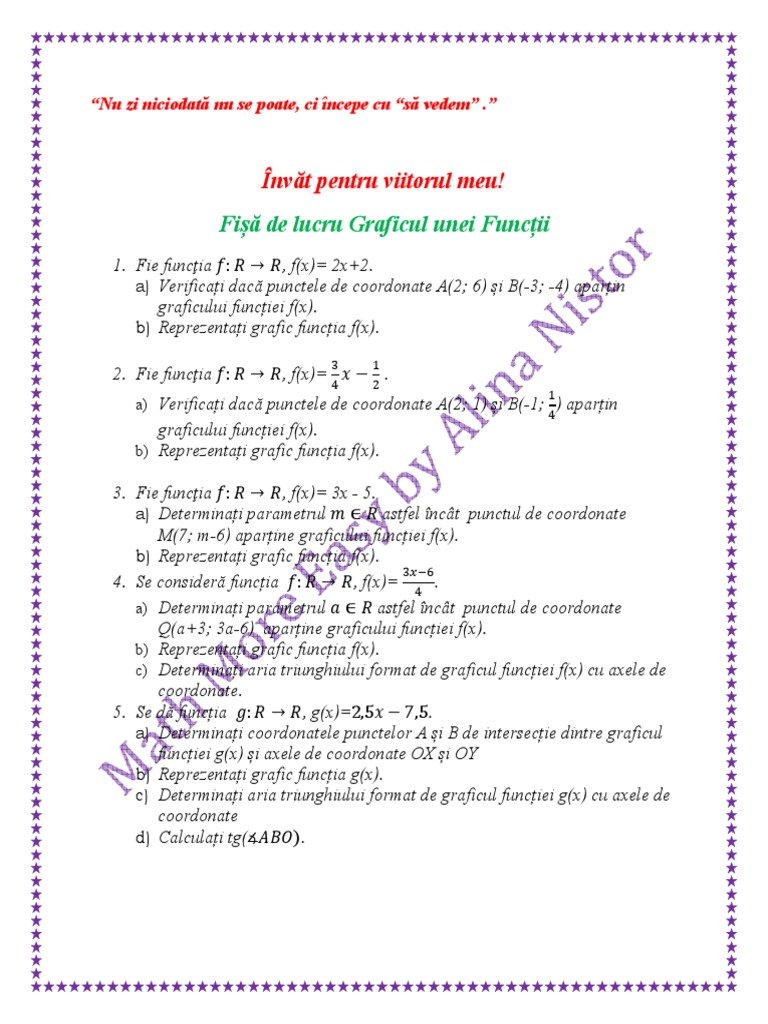 Fisa de Lucru Graficul Unei Functii | PDF