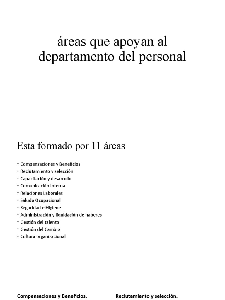Áreas Clave del Departamento de Personal | PDF | Crecimiento personal y ...