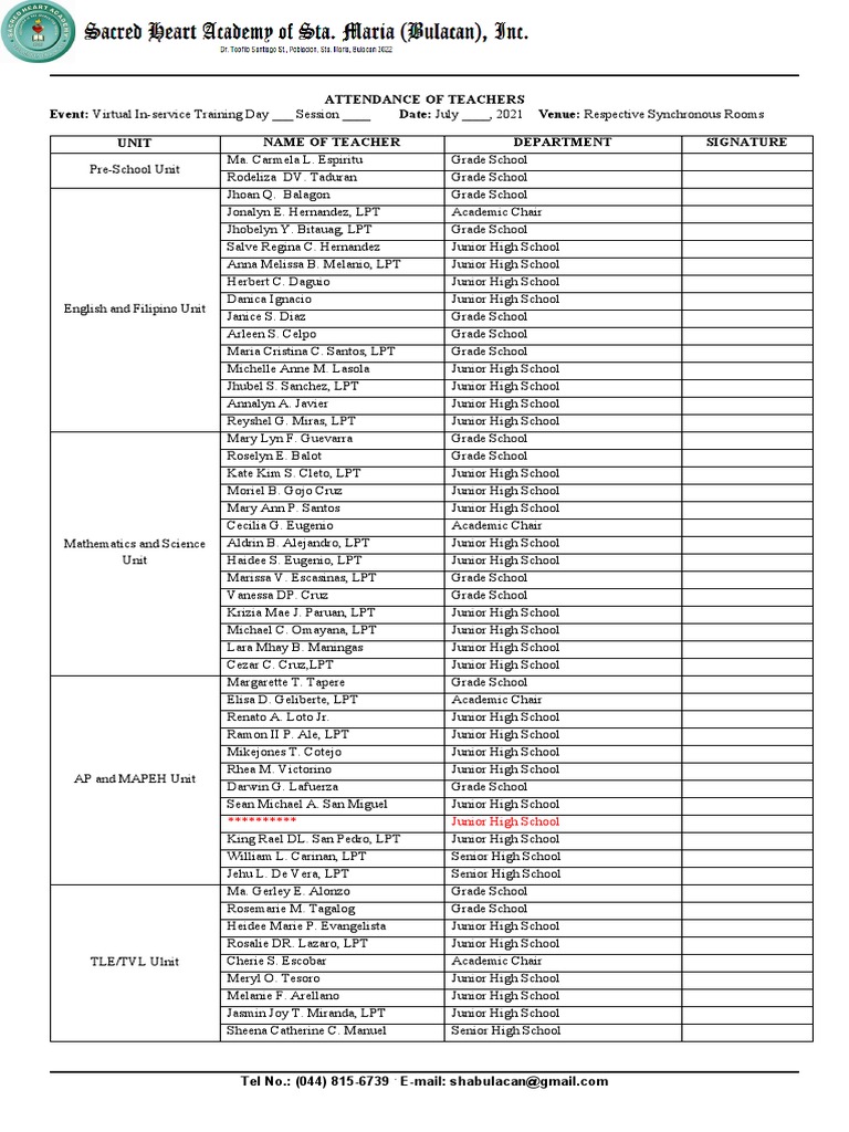 Masterlist of Teachers and NTP | PDF | Adolescence | Students