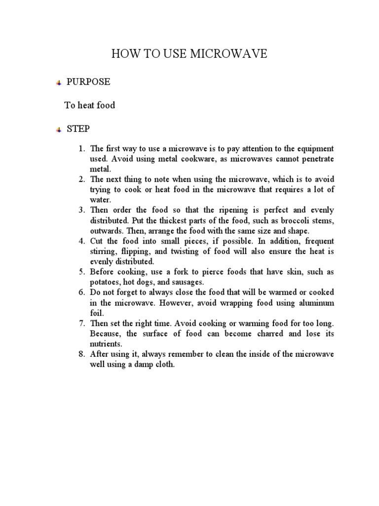 How To Use Microwave | PDF