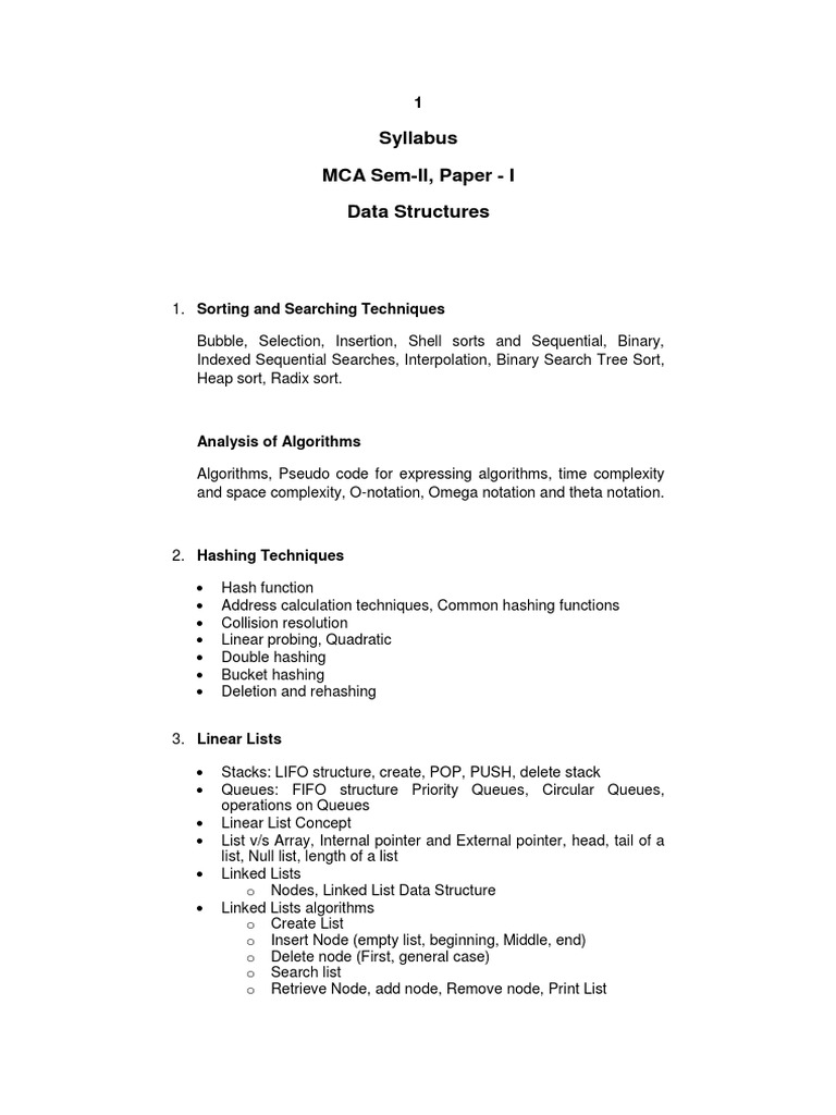 M.C.a. (Sem - II) Paper - I - Data Structures | PDF | Database Index ...