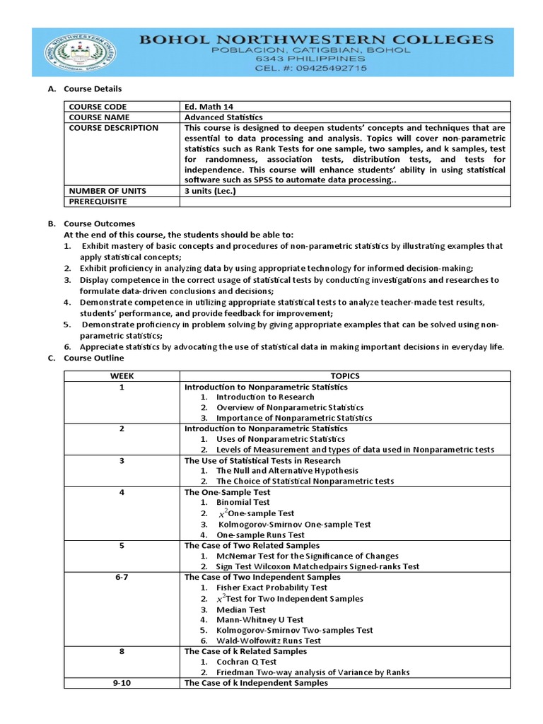 Advanced Statistics | PDF | Statistics | Nonparametric Statistics