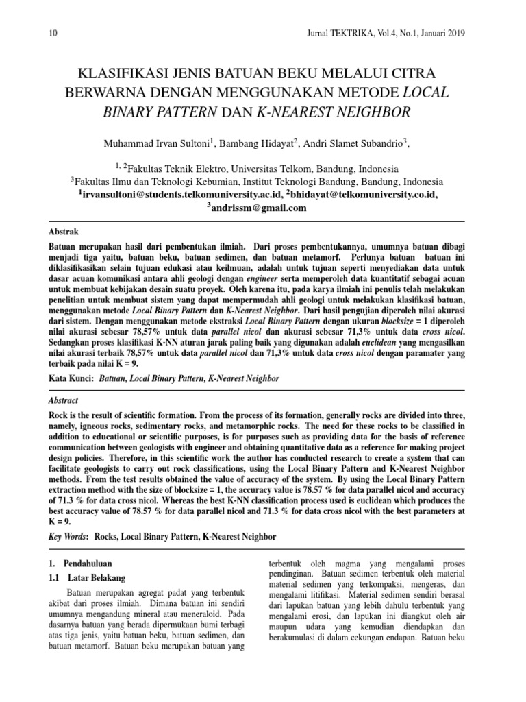 Klasifikasi Jenis Batuan Beku Melalui Citra Berwarna Dengan Menggunakan Metode Local Binary ...
