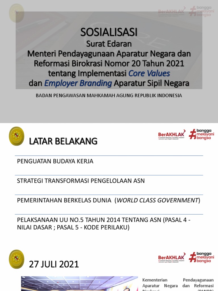 Sosialisasi Core Value Asn | PDF