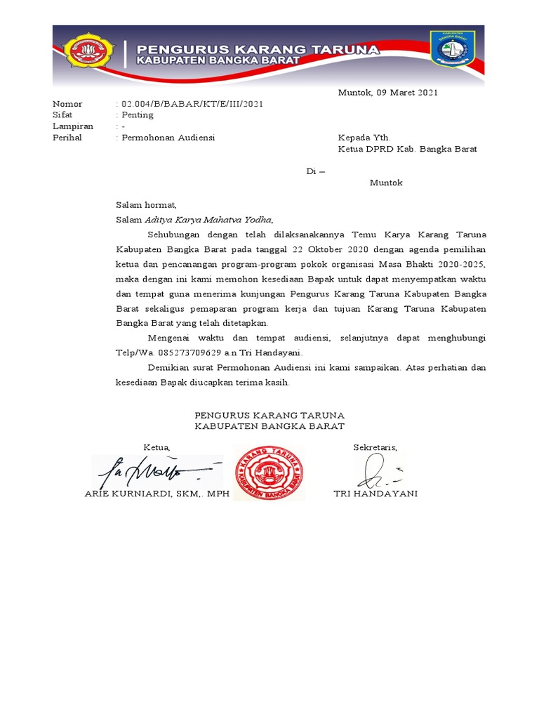 Surat Audiensi Ke Ketua DPRD | PDF