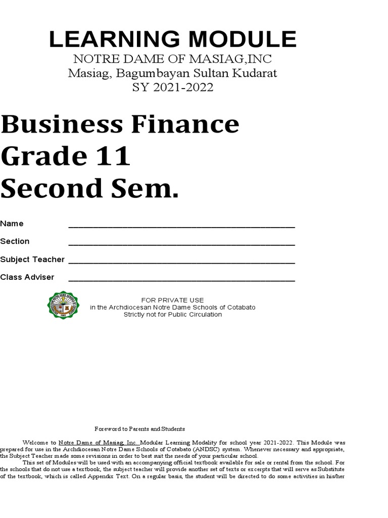 Learning Module Business Finance | PDF | Securities (Finance) | Stocks