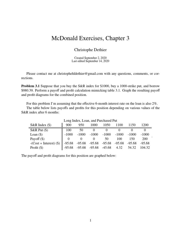 Mcdonald Exercises, Chapter 3: Christophe Dethier | PDF | Option ...