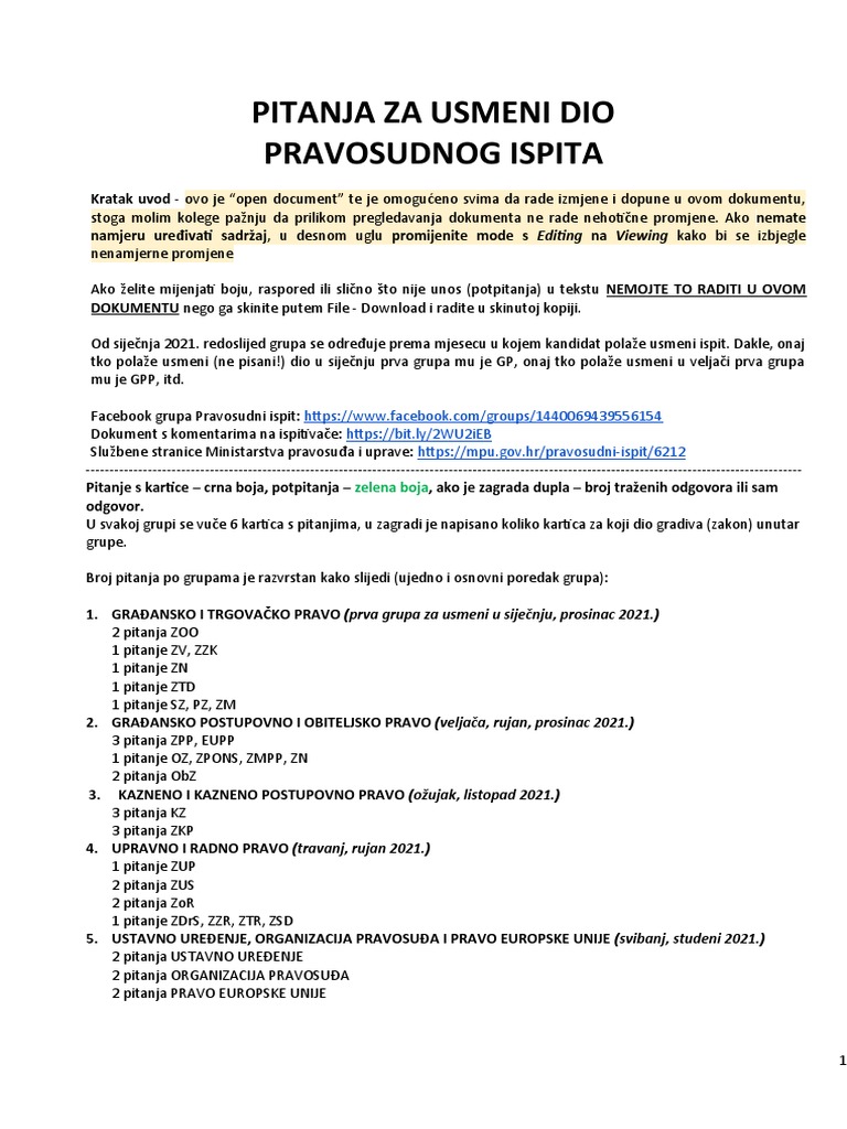 Pitanja Za Pravosudni | PDF