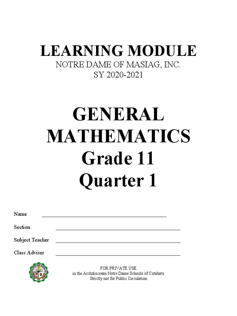 FINAL GEN - MATH 11 MODULE (1st Quarter) Edited2 | PDF | Function ...