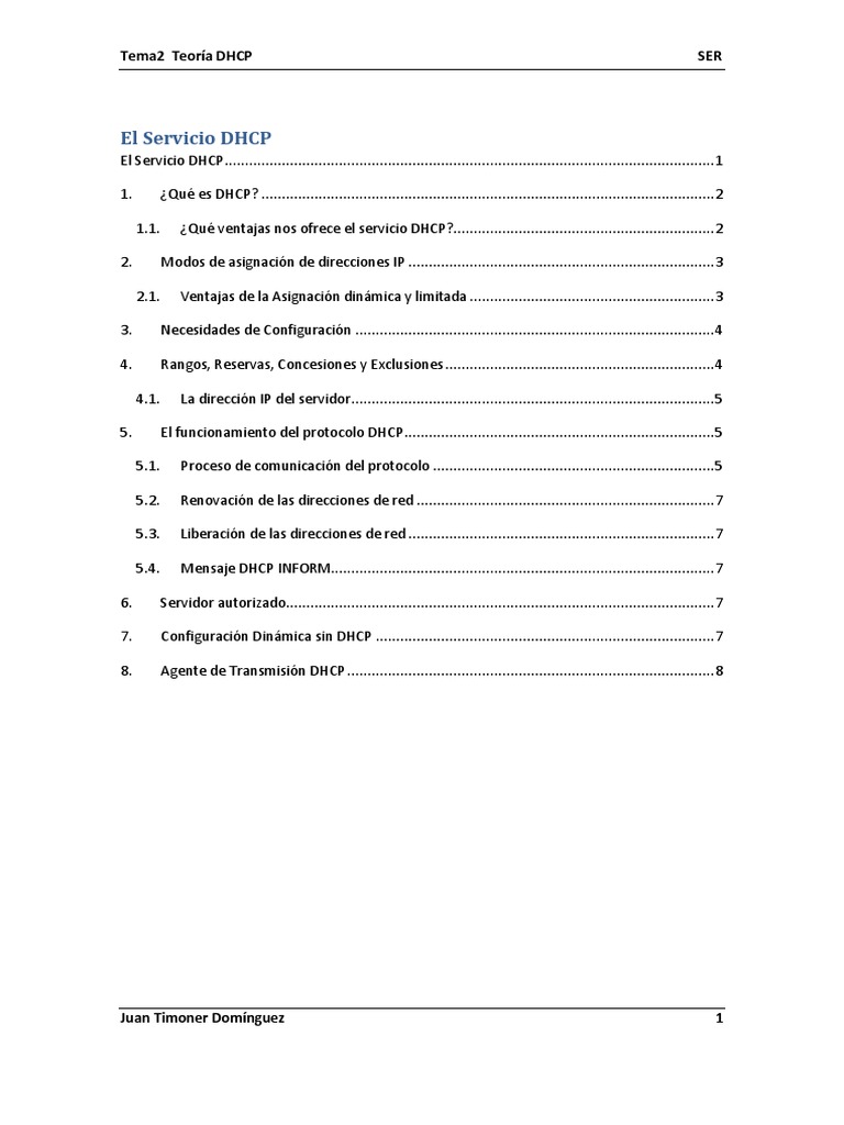 Tema2 DHCP | PDF | Dirección IP | Red de computadoras