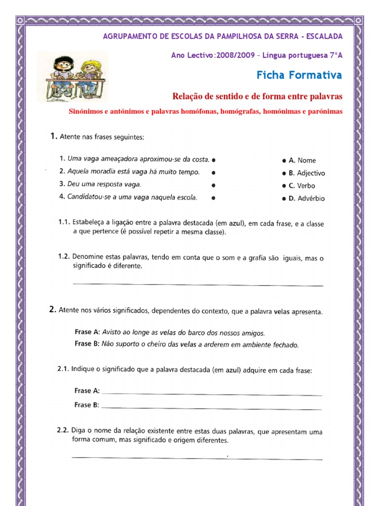 Sinónimos, Antónimos, Homógrafas, Homófonas, Parónimas e Homónimas | PDF