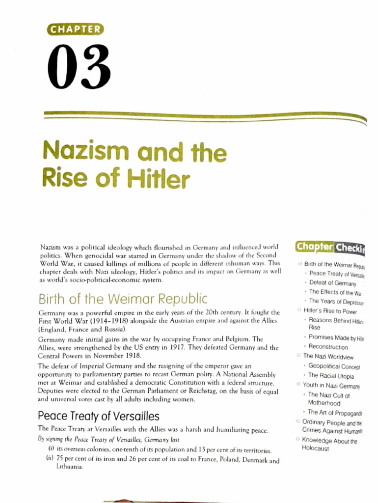 Nazism and Rise of Hitler Class 9 CBSE History | PDF | Nazi Germany ...