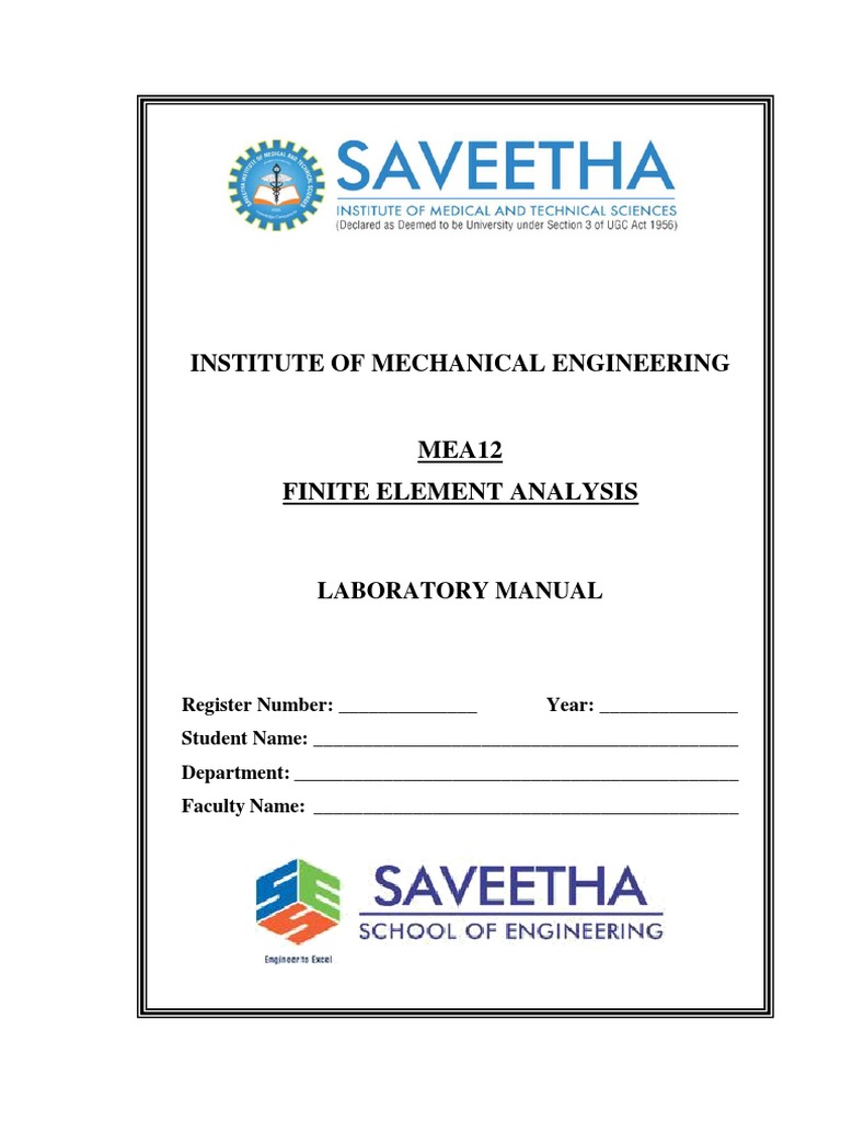 Finite Element Analysis Lab Manual | PDF | Finite Element Method ...