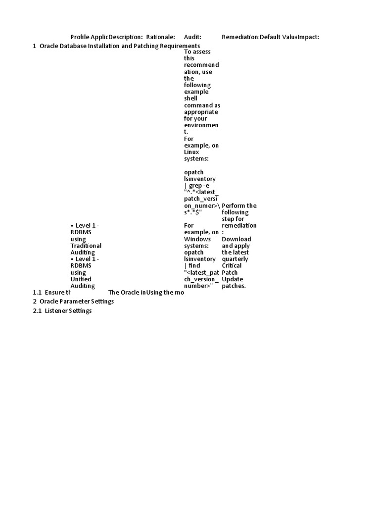 CIS Oracle Database 12c Benchmark v3.0.0 | PDF | Databases | Relational Database